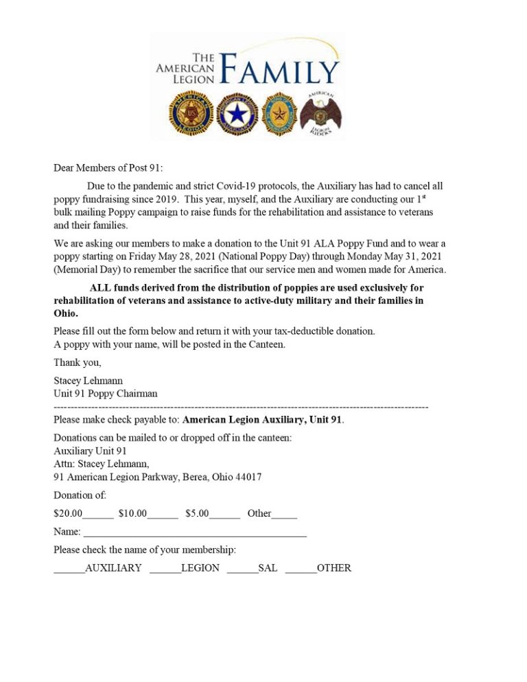 Auxiliary Poppy Fund form – Albert E. Baesel American Legion Post 91 ...